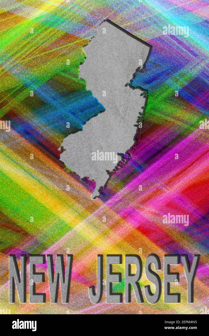 Map of New Jersey, colorful background, copy space Stock Photo - Alamy