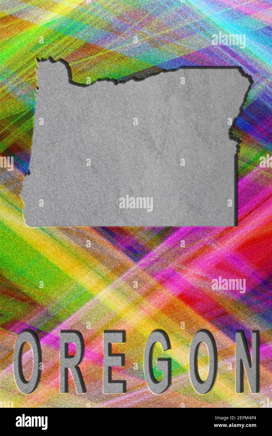 Map of Oregon, colorful background, copy space Stock Photo - Alamy