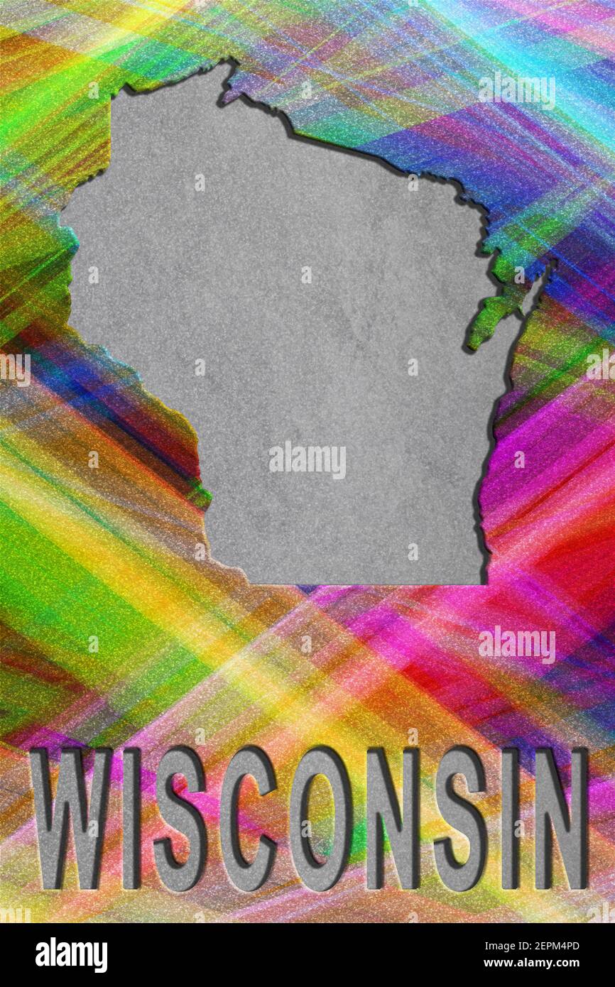 Map of Wisconsin, colorful background, copy space Stock Photo - Alamy