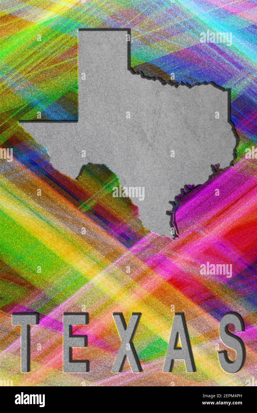 Map of Texas, colorful background, copy space Stock Photo - Alamy