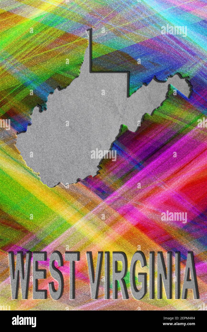 Map of West Virginia, colorful background, copy space Stock Photo - Alamy