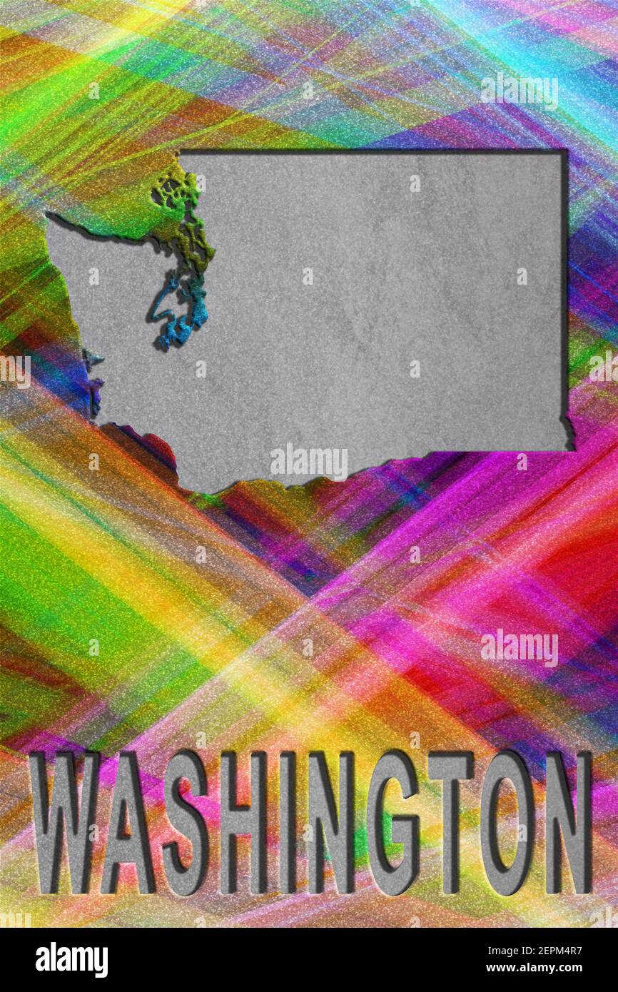 Map of Washington, colorful background, copy space Stock Photo - Alamy