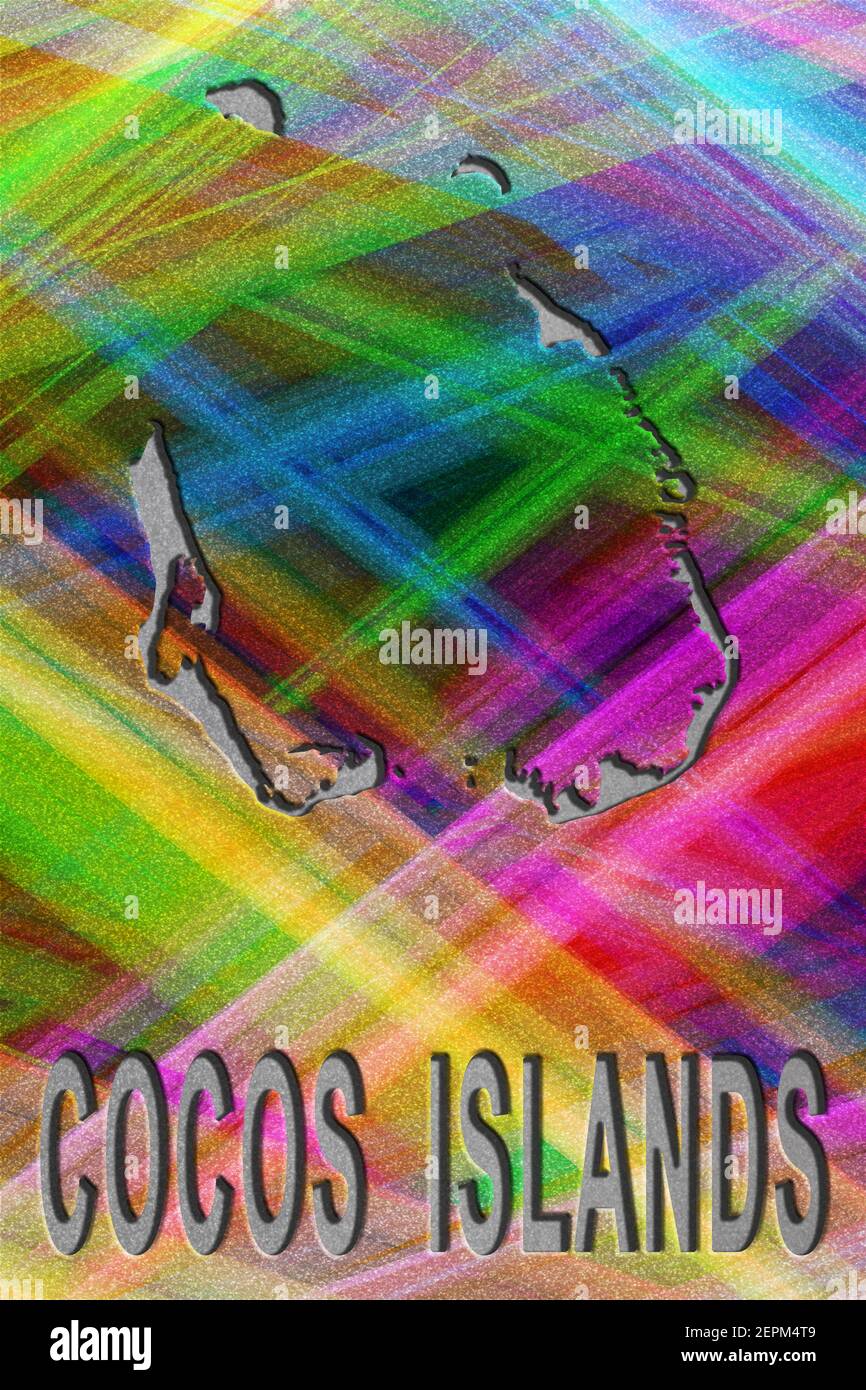 Map of Cocos Islands, colorful background, copy space Stock Photo - Alamy