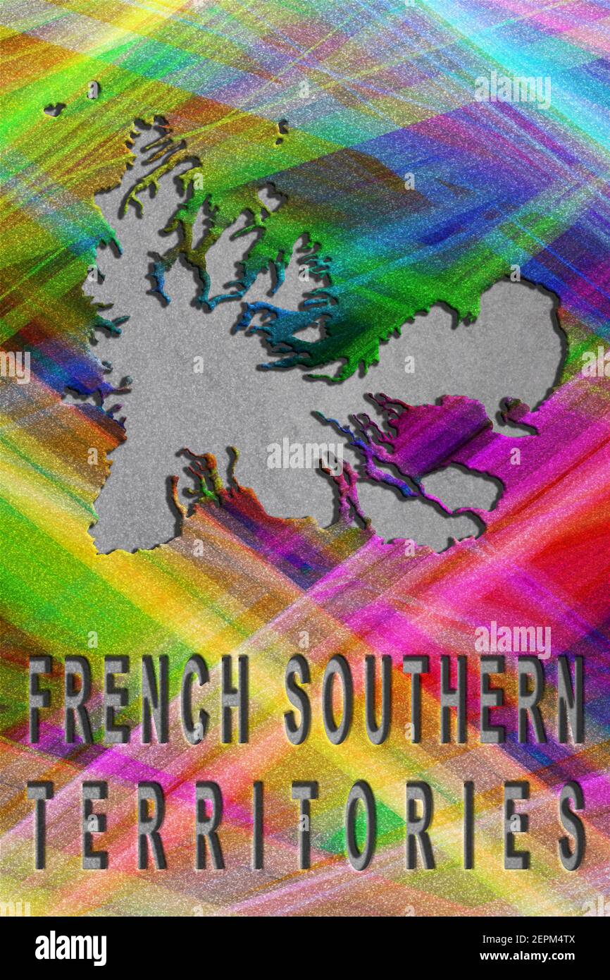 Map of French Southern Territories, colorful background, copy space ...