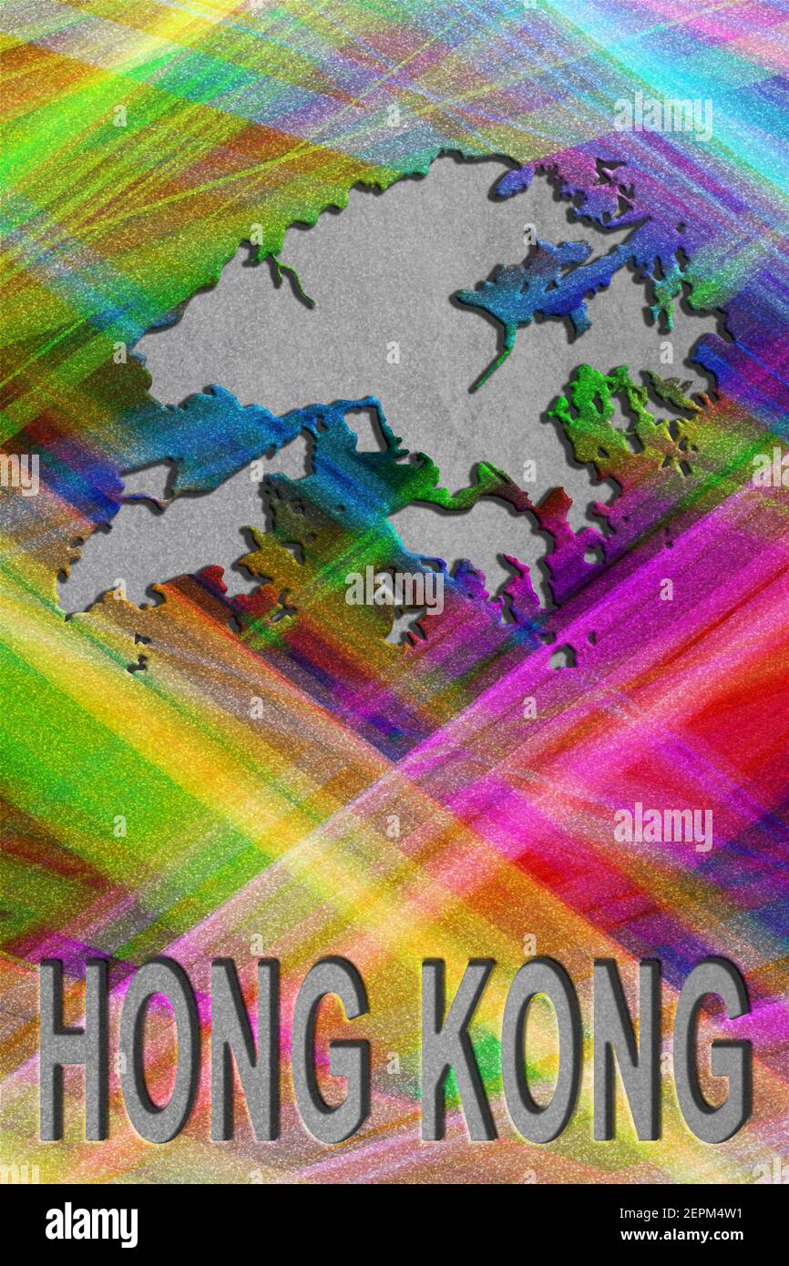Map of Hong Kong, colorful background, copy space Stock Photo - Alamy