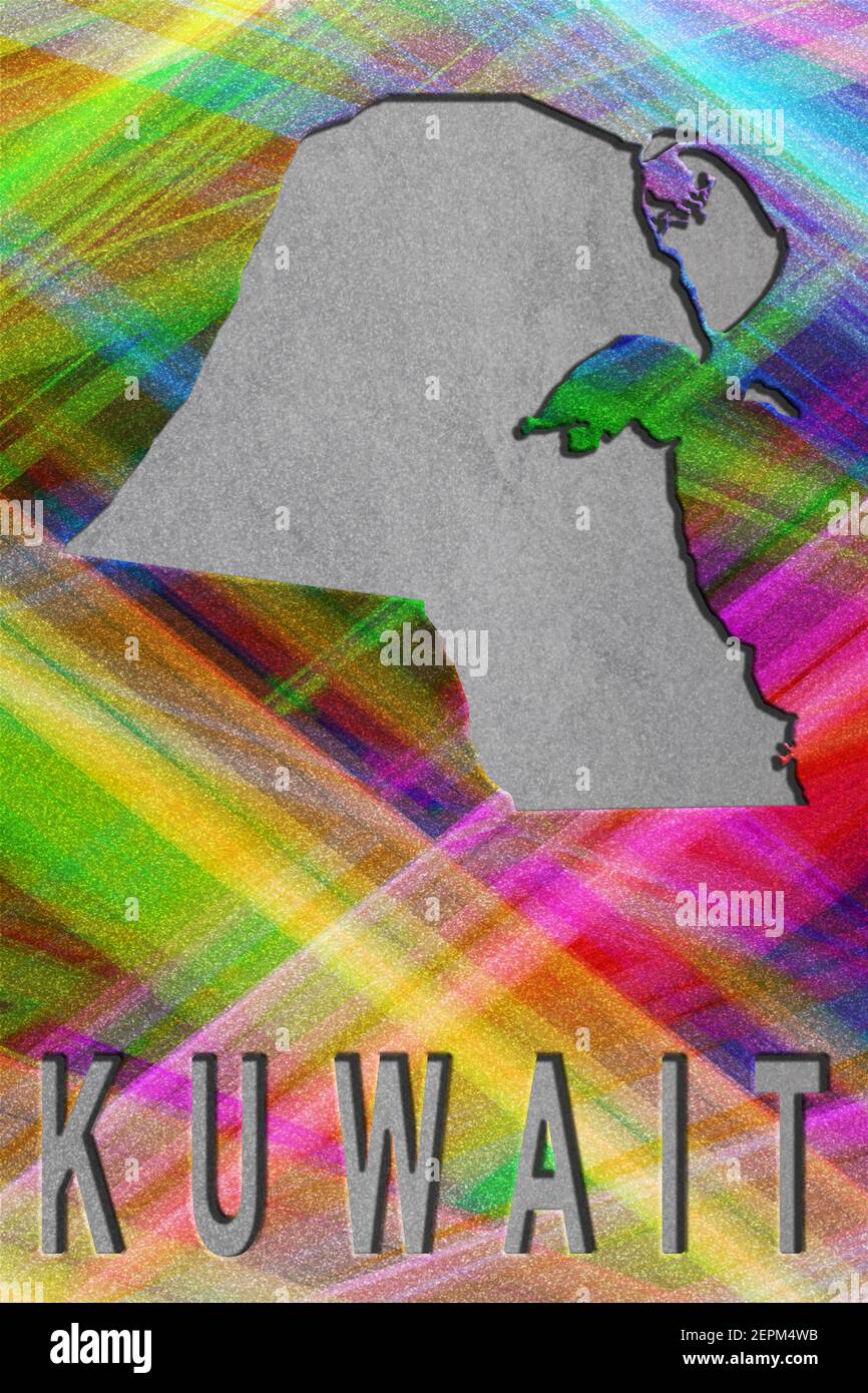 Map of Kuwait, colorful background, copy space Stock Photo - Alamy