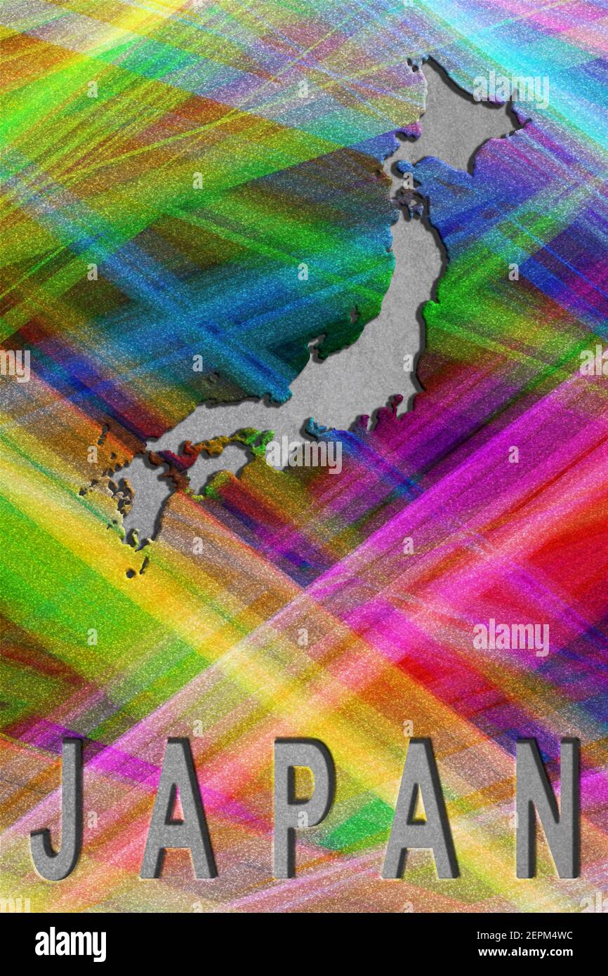 Map of Japan, colorful background, copy space Stock Photo - Alamy