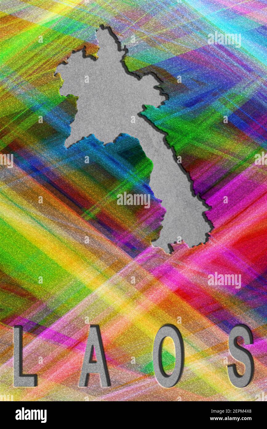 Map of Laos, colorful background, copy space Stock Photo - Alamy