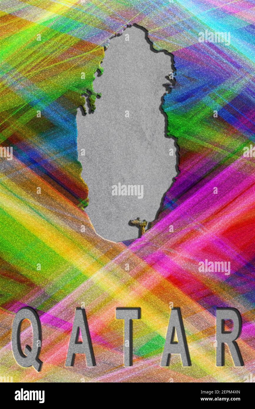 Map of Qatar, colorful background, copy space Stock Photo - Alamy