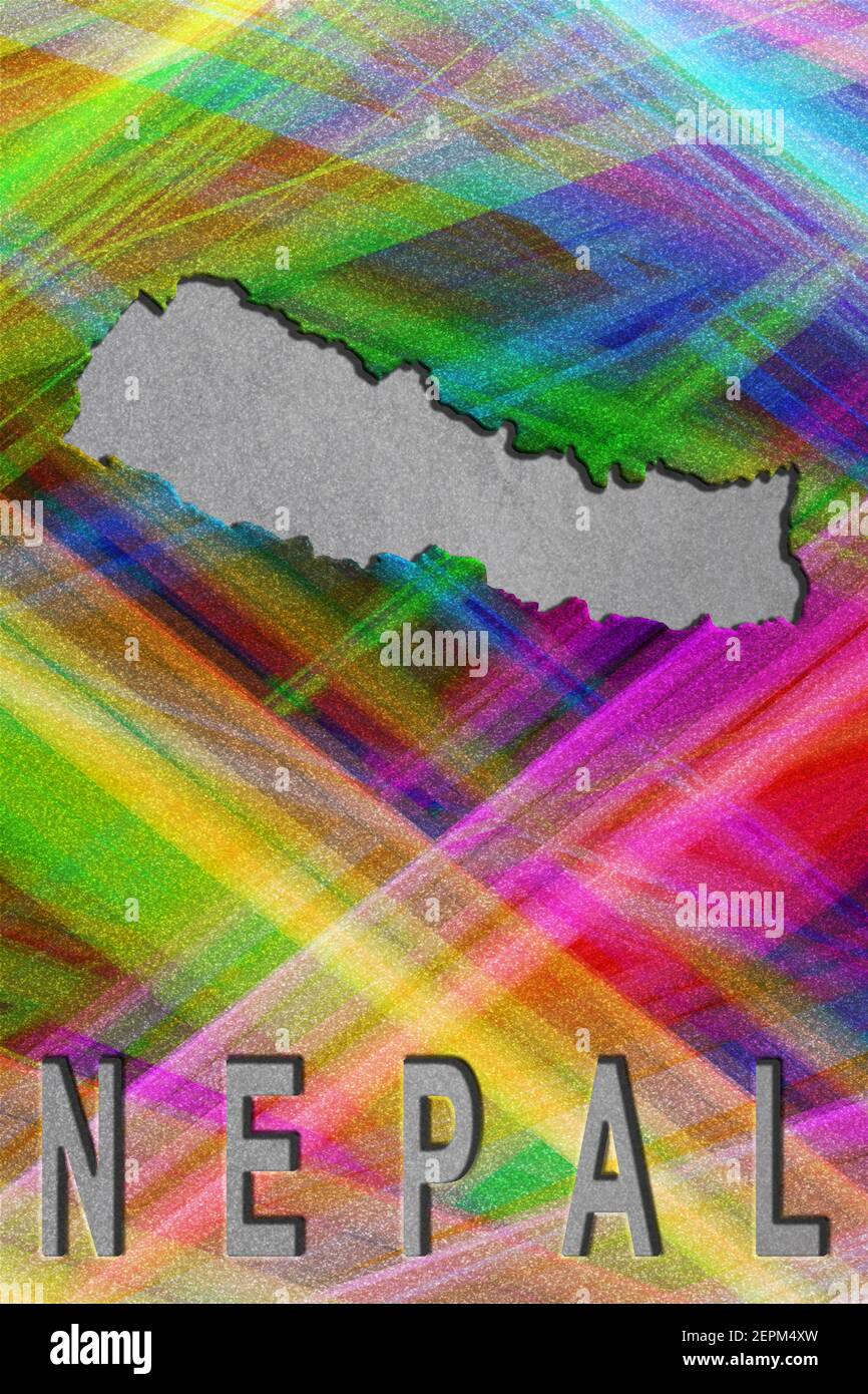 Map of Nepal, colorful background, copy space Stock Photo - Alamy