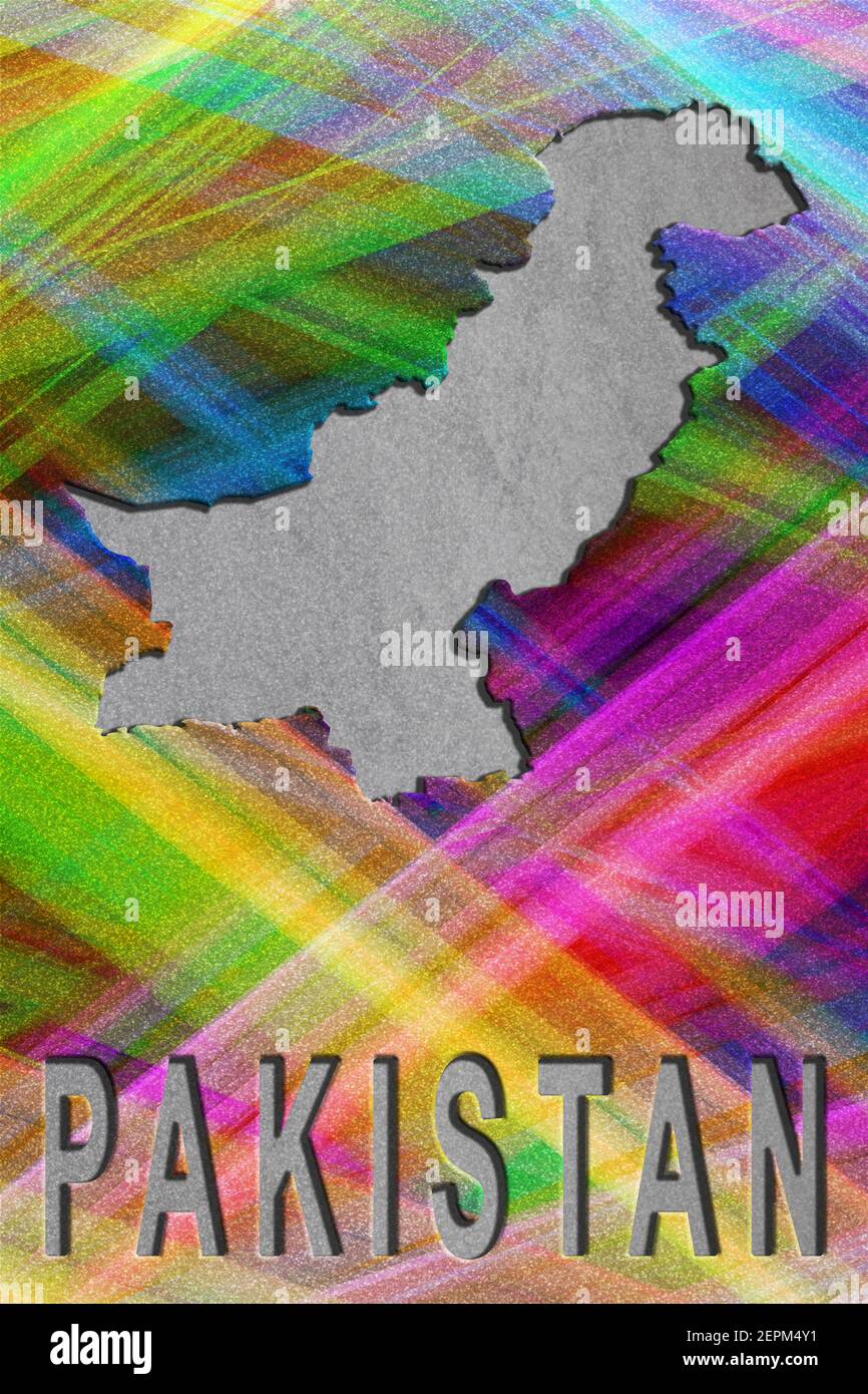 Map of Pakistan, colorful background, copy space Stock Photo - Alamy
