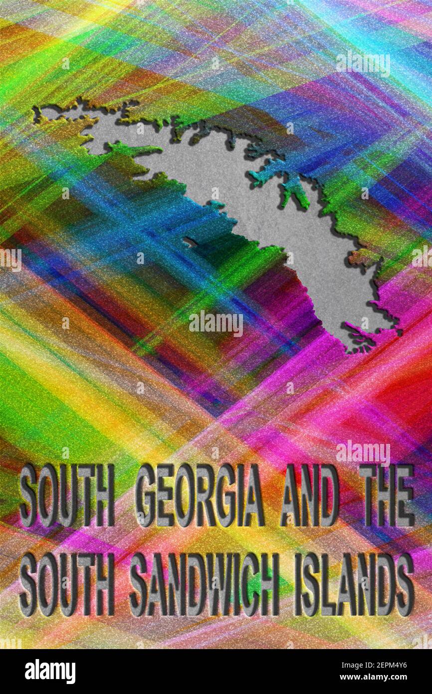 Map of South Georgia and the South Sandwich Islands, colorful ...