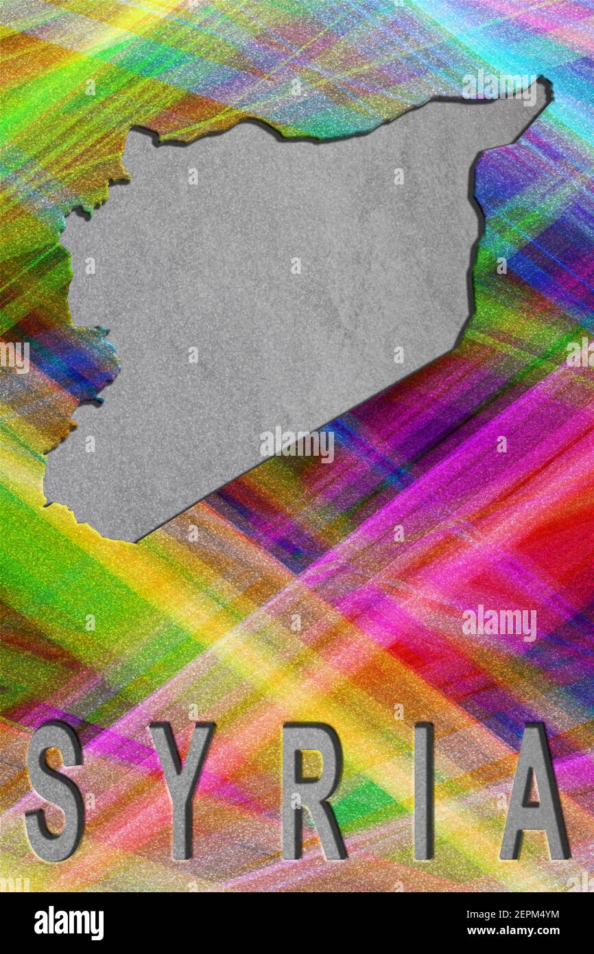 Map of Syria, colorful background, copy space Stock Photo - Alamy