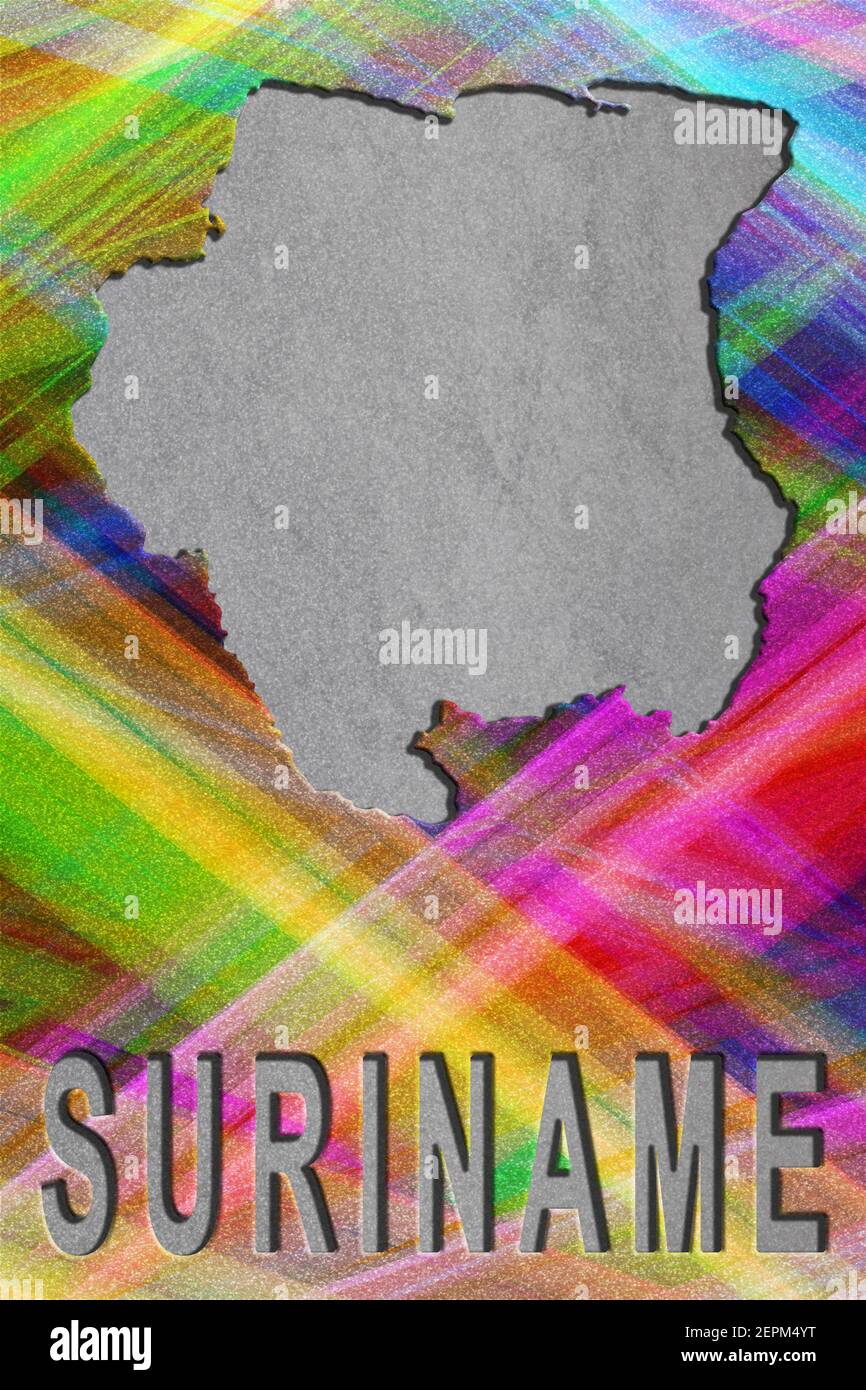 Map of Suriname, colorful background, copy space Stock Photo - Alamy