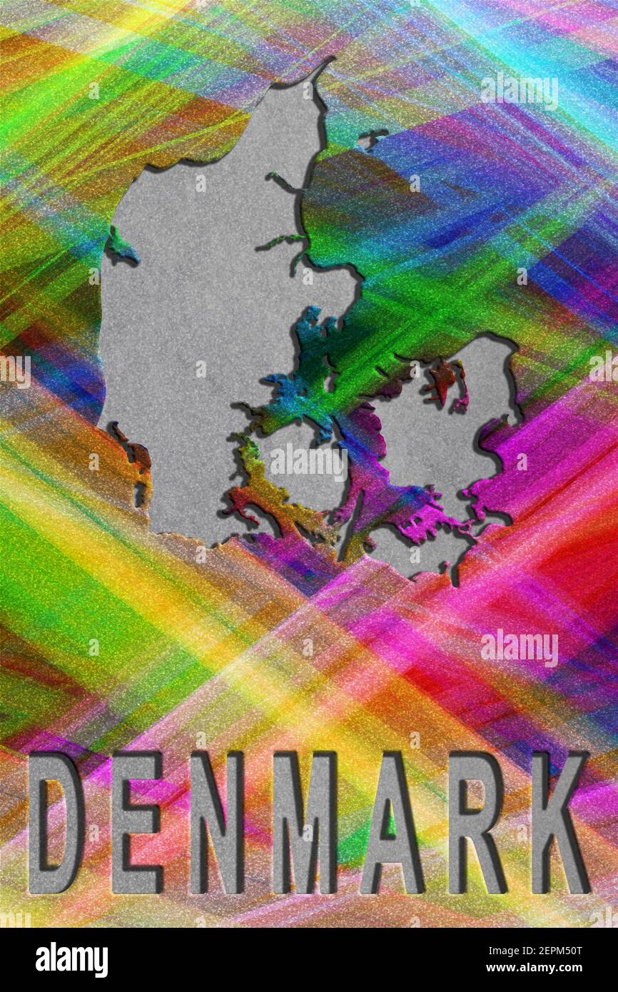 Map of Denmark, colorful background, copy space Stock Photo - Alamy