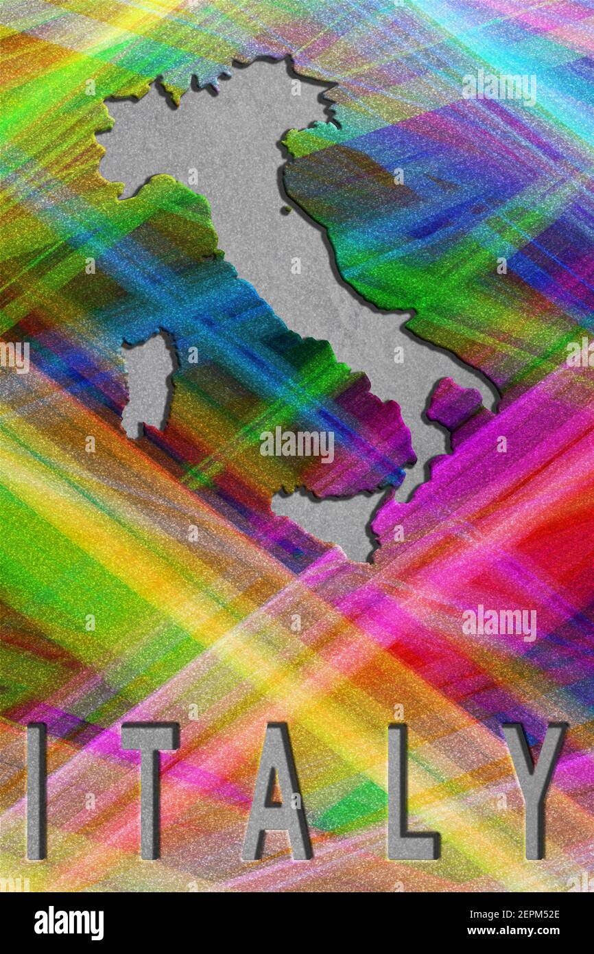 Map of Italy, colorful background, copy space Stock Photo - Alamy
