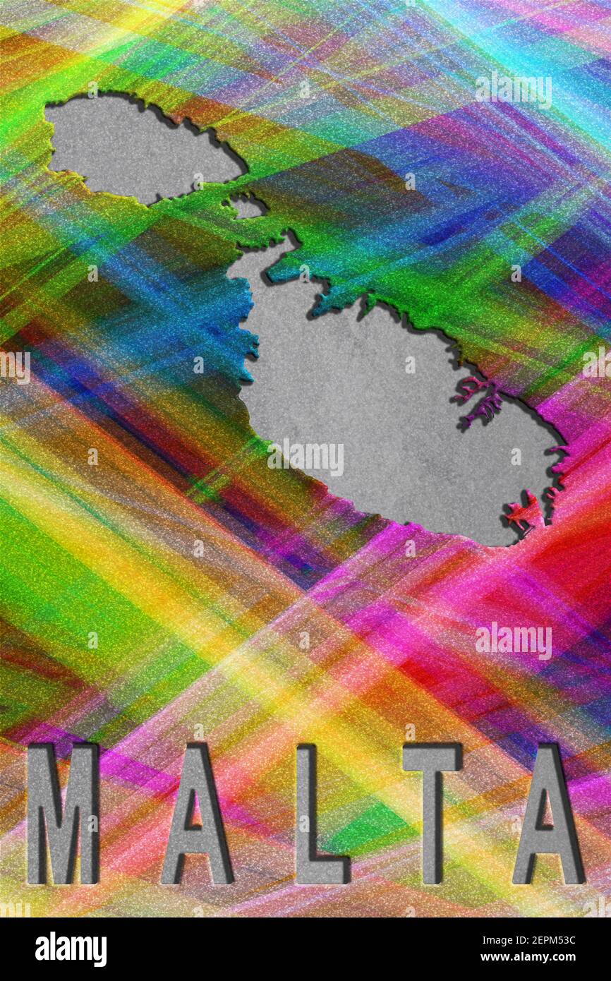 Map of Malta, colorful background, copy space Stock Photo - Alamy