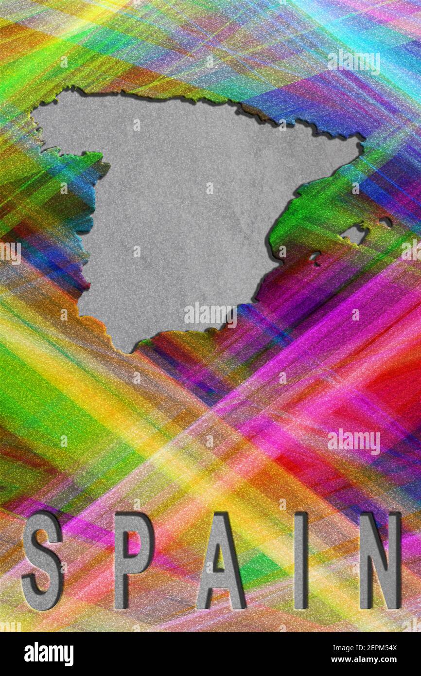 Map of Spain, colorful background, copy space Stock Photo - Alamy