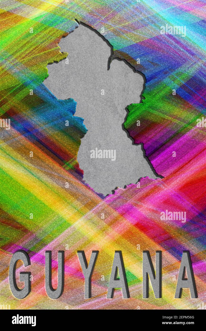 Map of Guyana, colorful background, copy space Stock Photo - Alamy