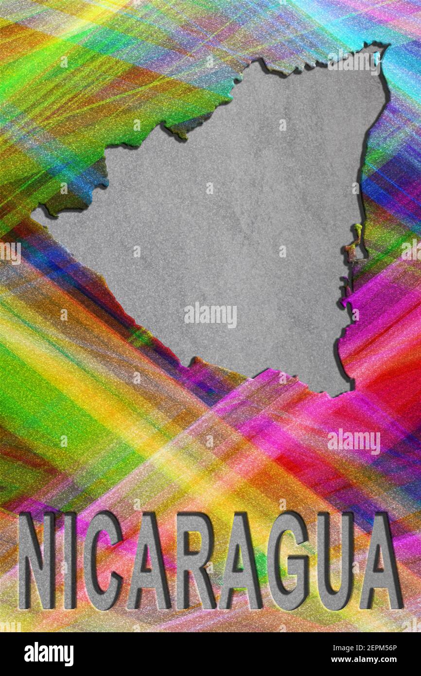 Map of Nicaragua, colorful background, copy space Stock Photo - Alamy