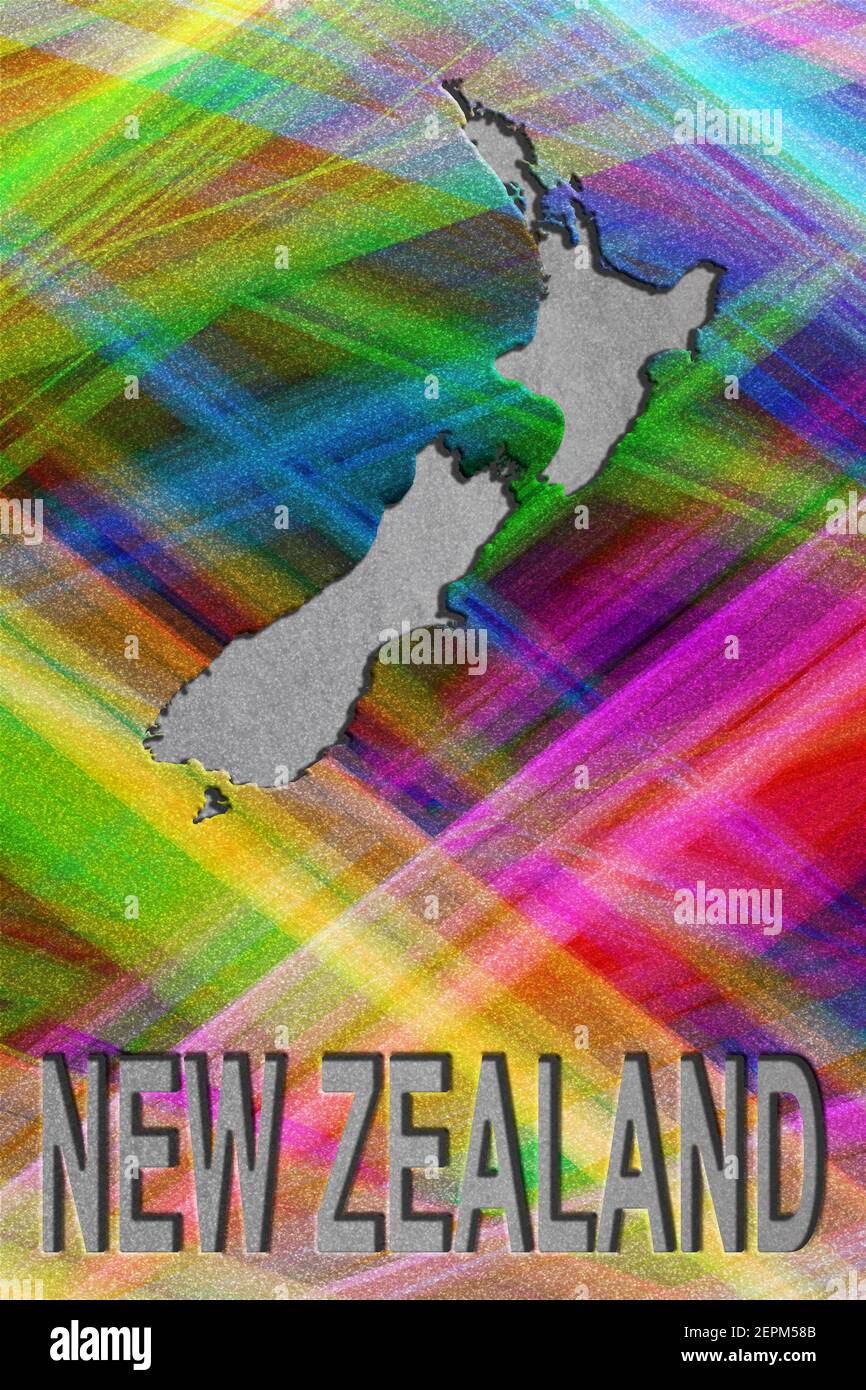 Map of New Zealand, colorful background, copy space Stock Photo - Alamy