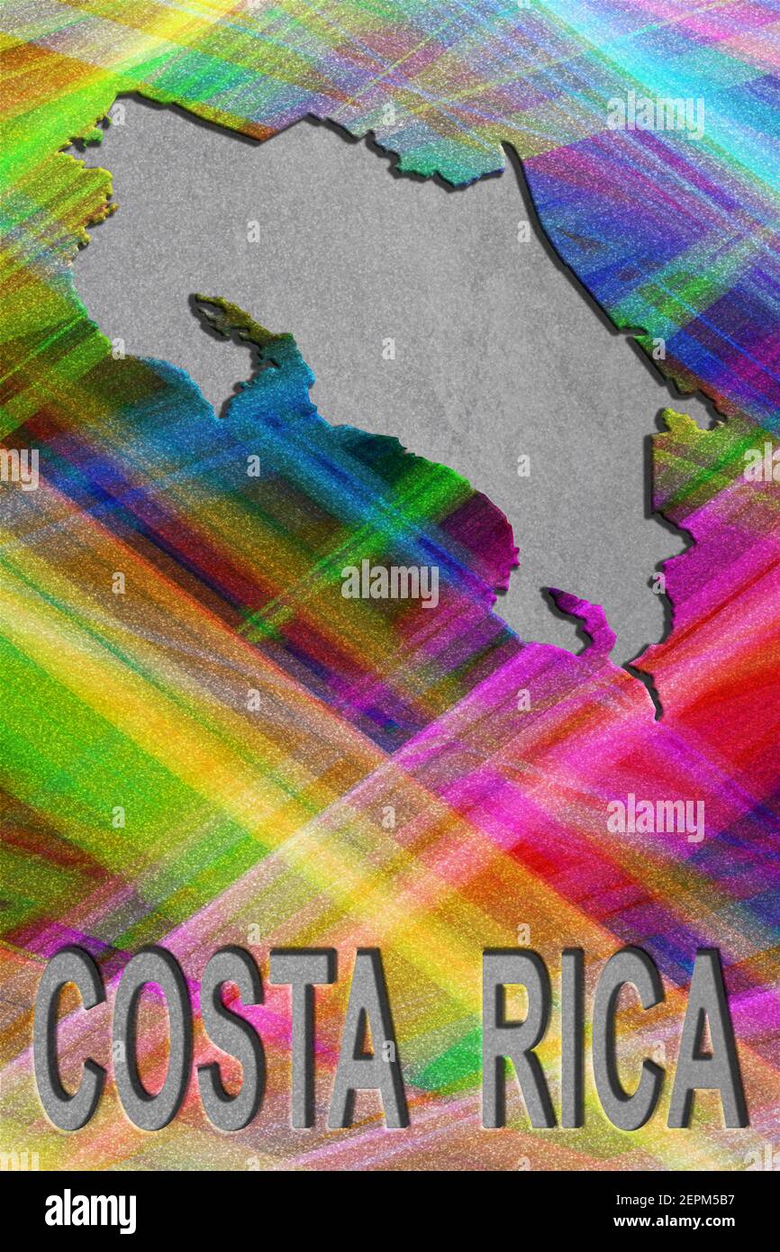 Map of Costa Rica, colorful background, copy space Stock Photo - Alamy