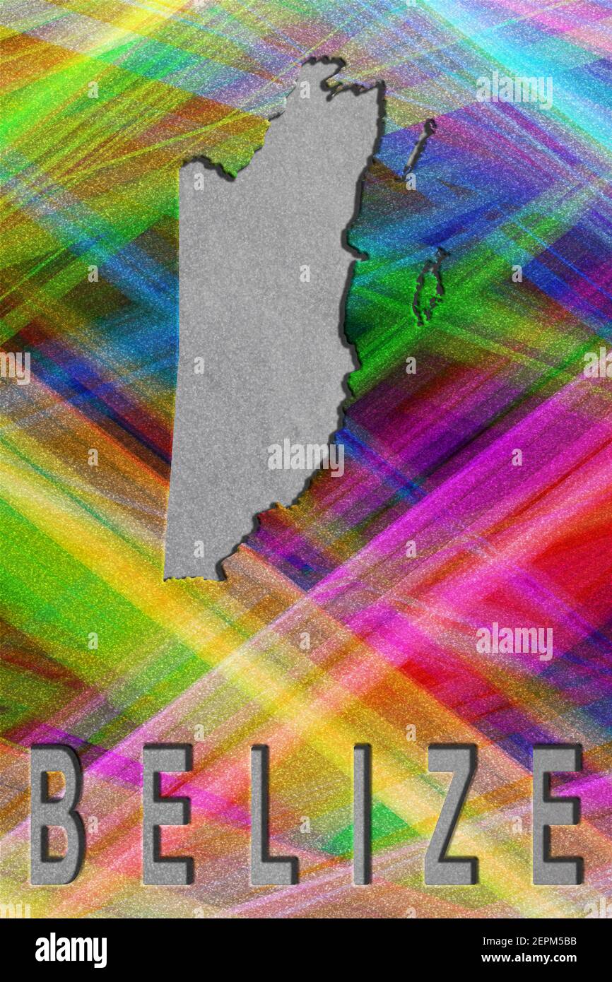 Map of Belize, colorful background, copy space Stock Photo - Alamy