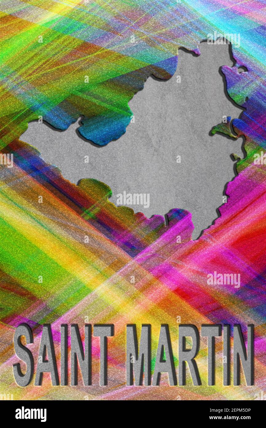 Map of Saint Martin, colorful background, copy space Stock Photo - Alamy