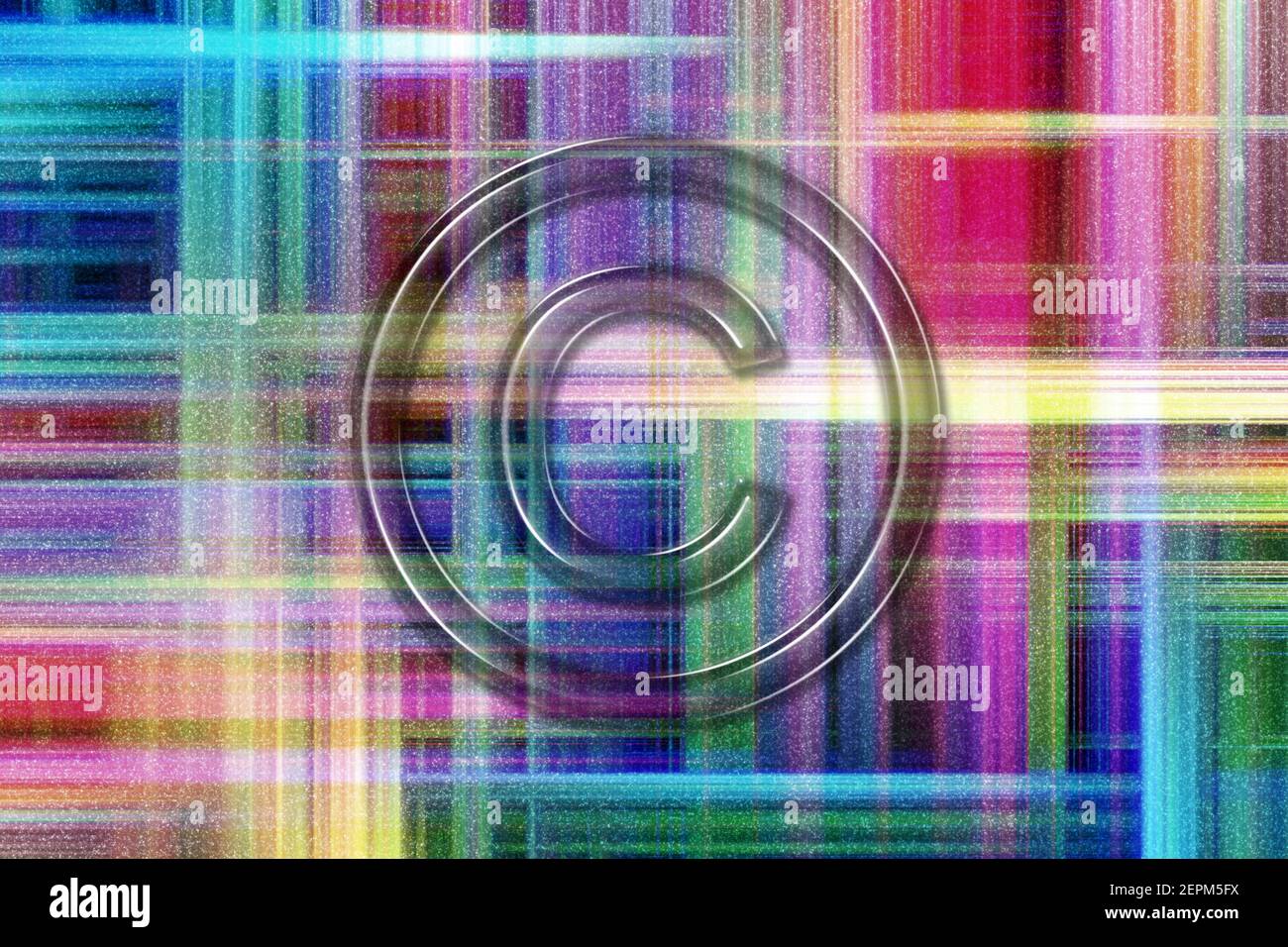 Copyright Symbol, C letter in circle, colorful checkered background ...