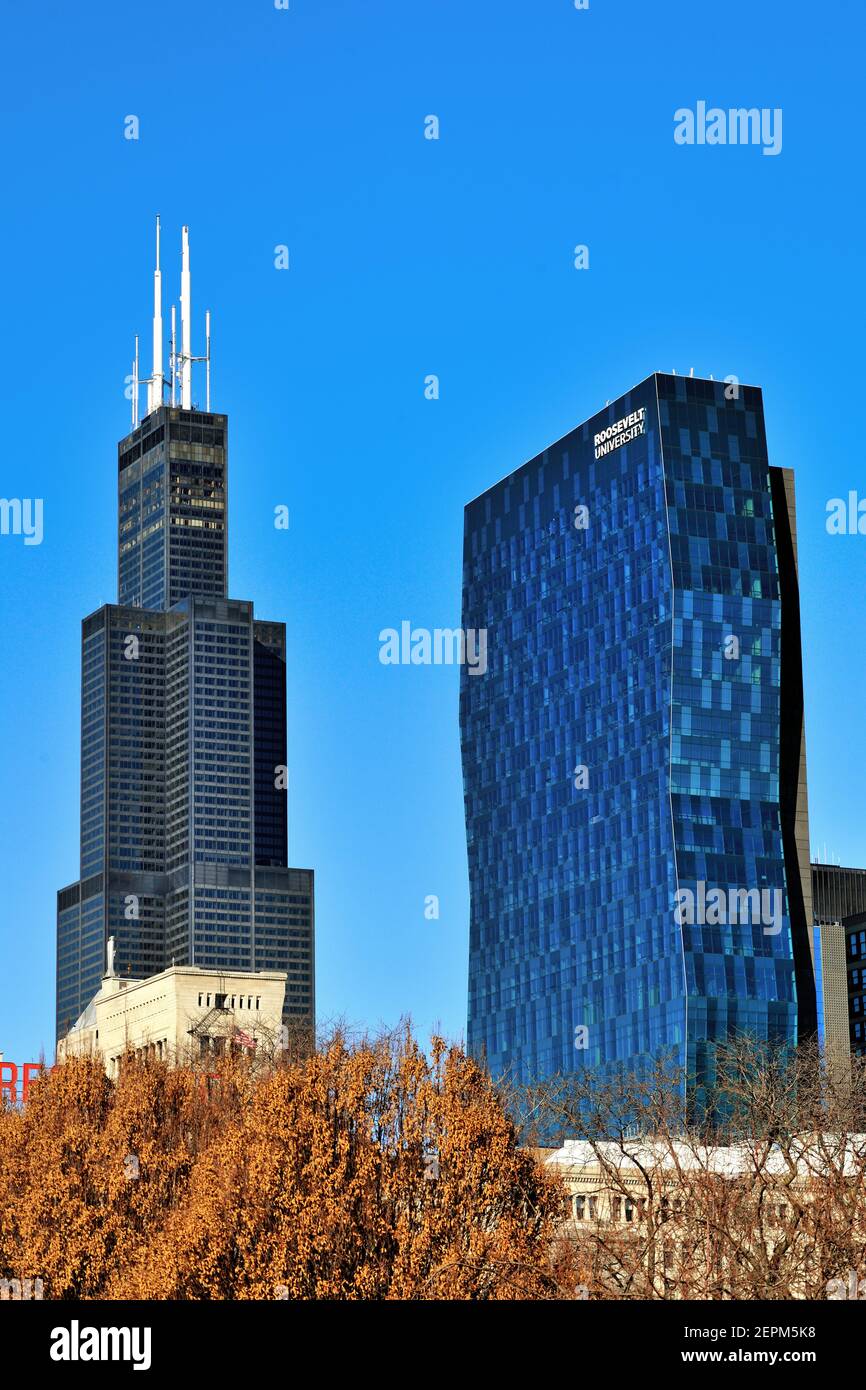 Two buildings provide contrast and variety to the south Loop skyline in ...