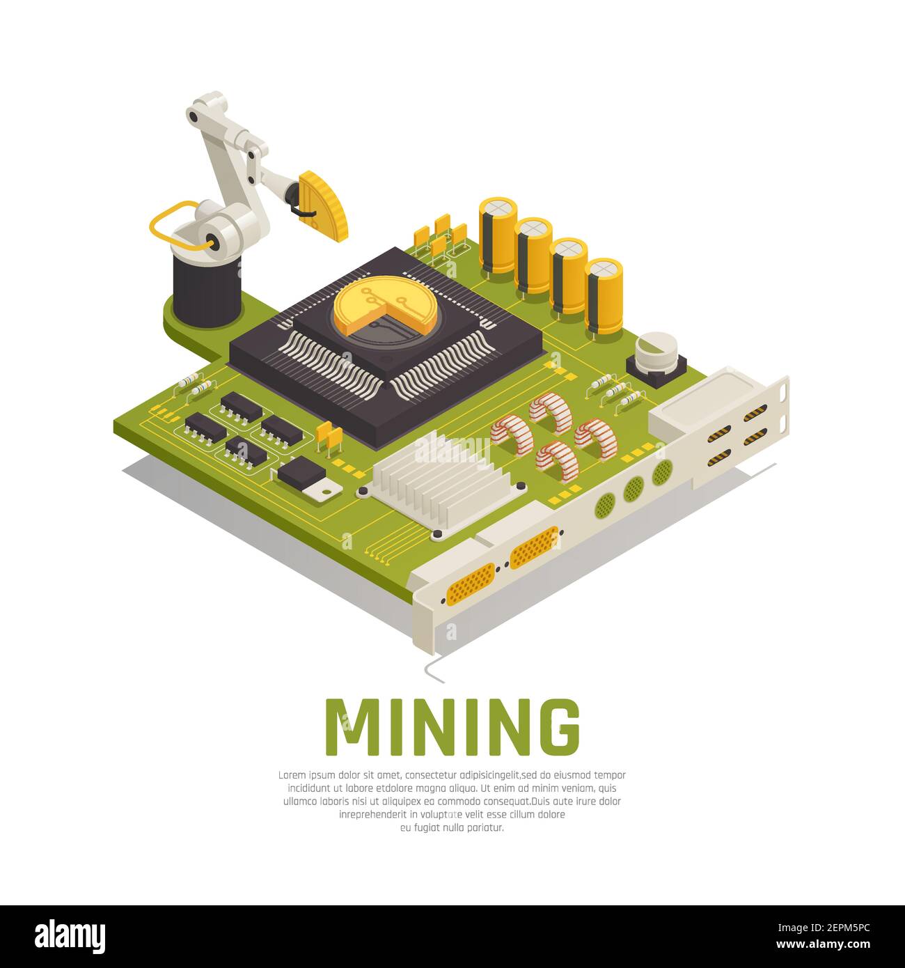 Blockchain cryptocurrency isometric composition concept with graphics ...