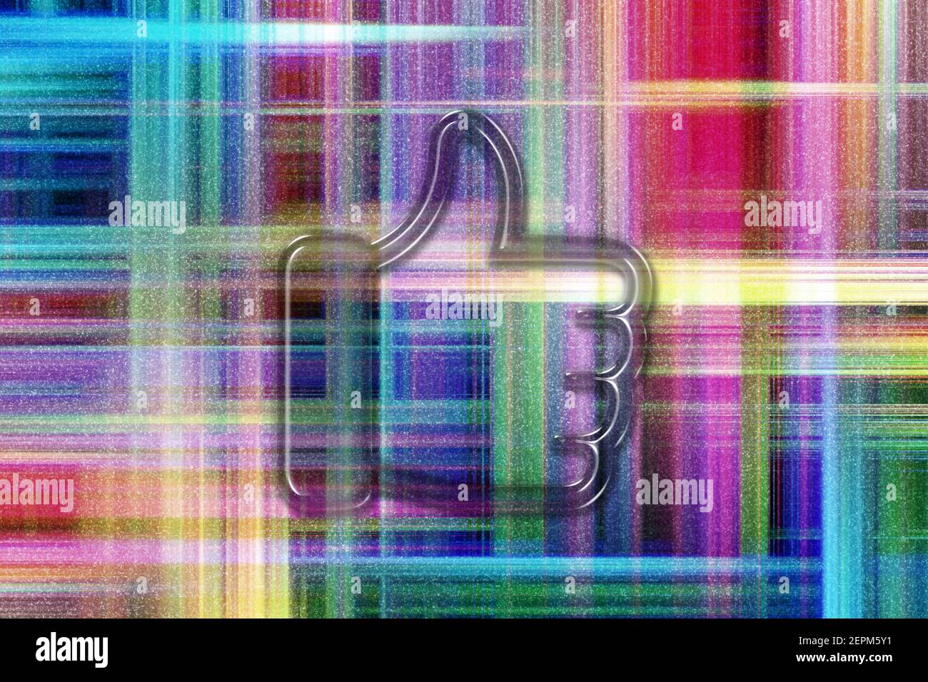 Like icon, Thumb up, OK sign. Like symbol, colorful checkered ...