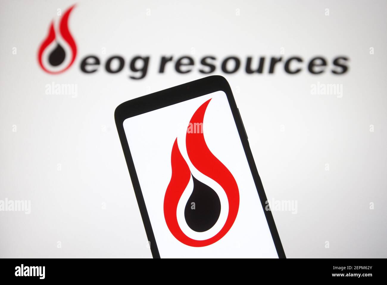 In this photo illustration an EOG Resources logo of an US energy ...