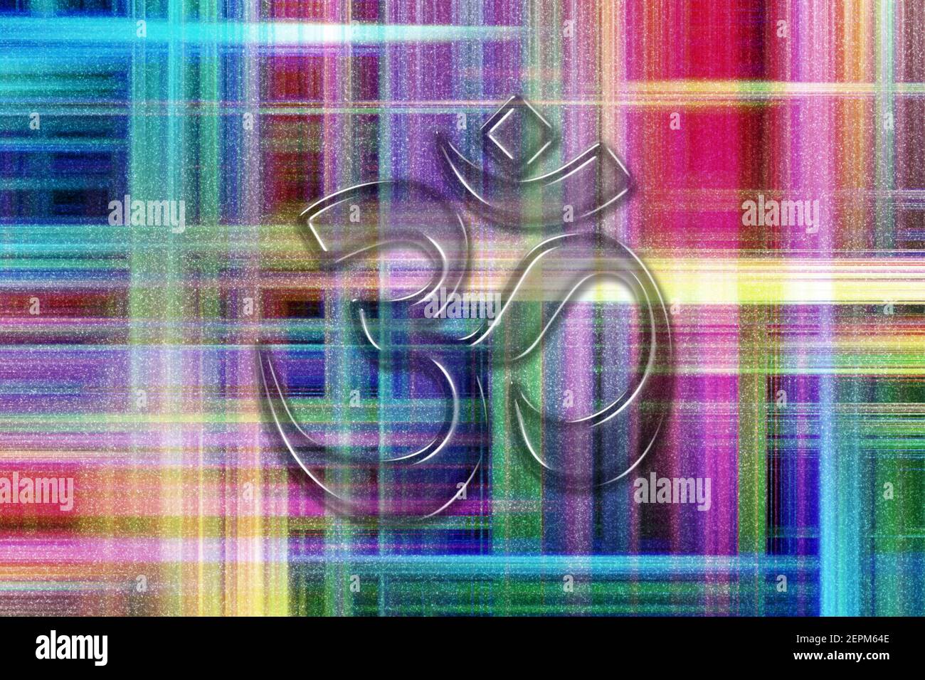 Om, Aum symbol, Ultimate reality, colorful checkered background Stock ...