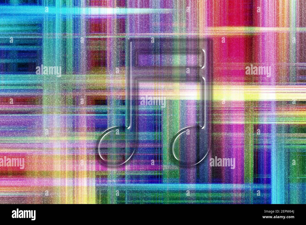 Beamed sixteenth note symbol, Music backgroundd, colorful checkered ...