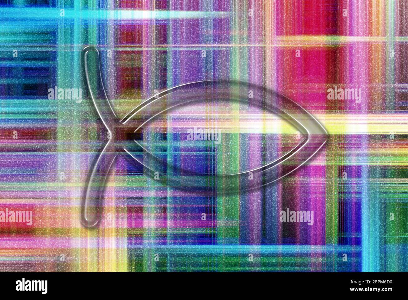 Christianity symbol, Christian fish symbol, colorful checkered ...