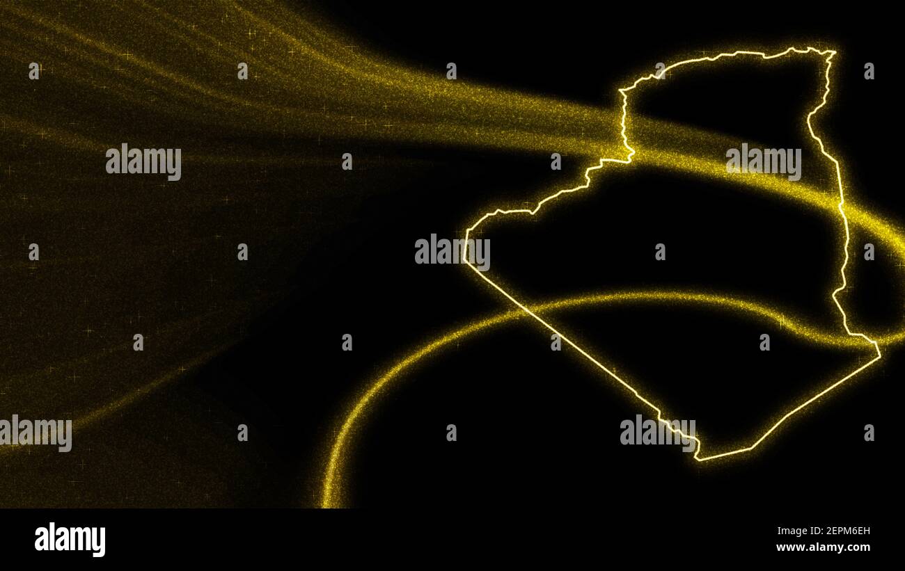 Map of Algeria, Gold glitter map on dark background Stock Photo - Alamy