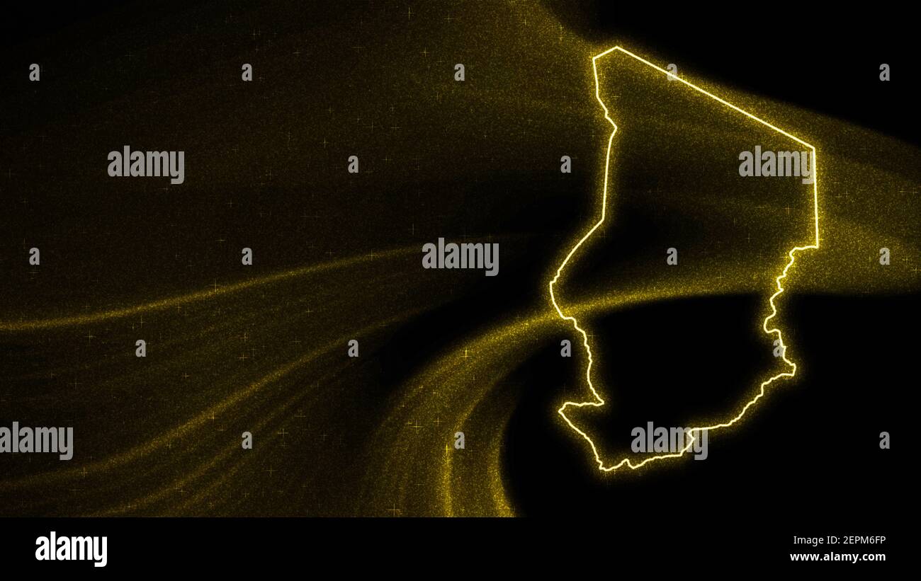 Map of Chad, Gold glitter map on dark background Stock Photo - Alamy