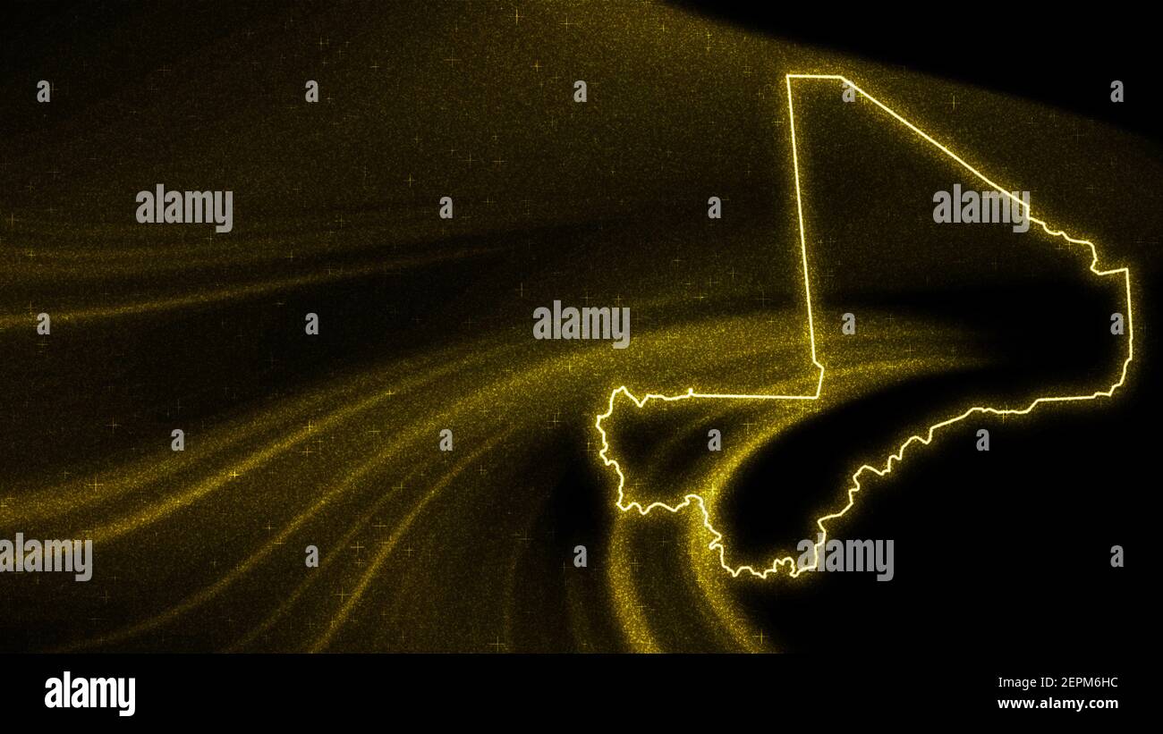Map of Mali, Gold glitter map on dark background Stock Photo - Alamy