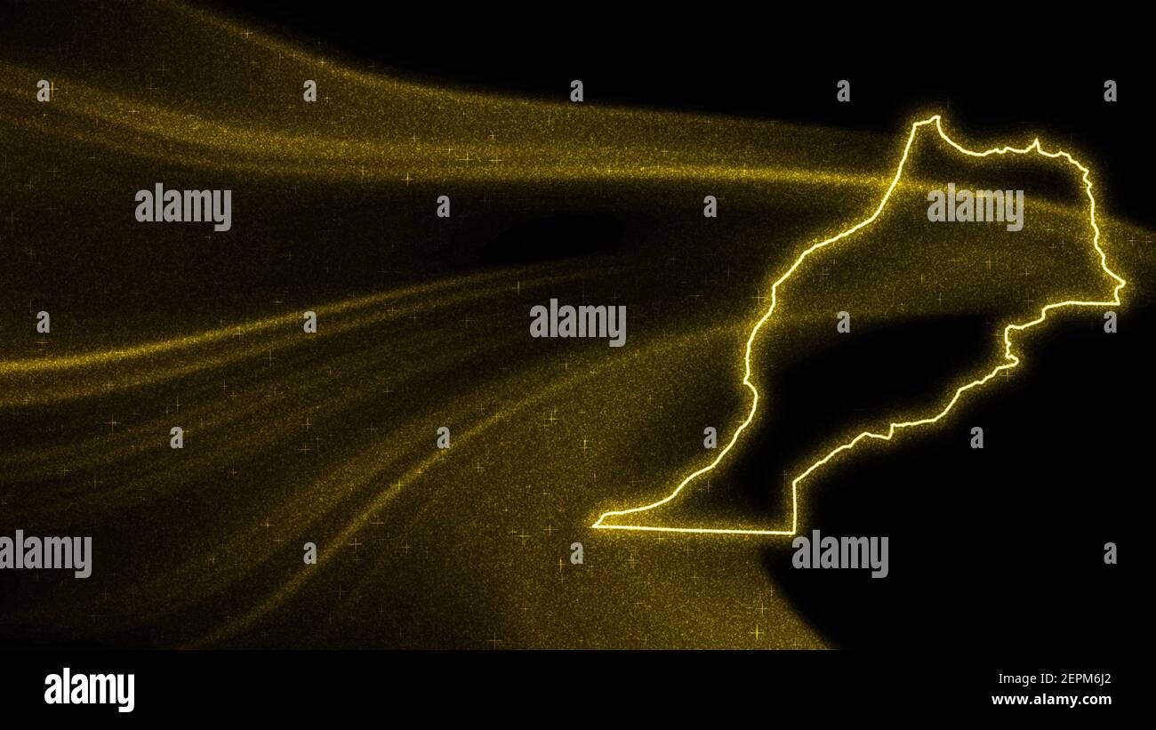 Map of Morocco, Gold glitter map on dark background Stock Photo - Alamy