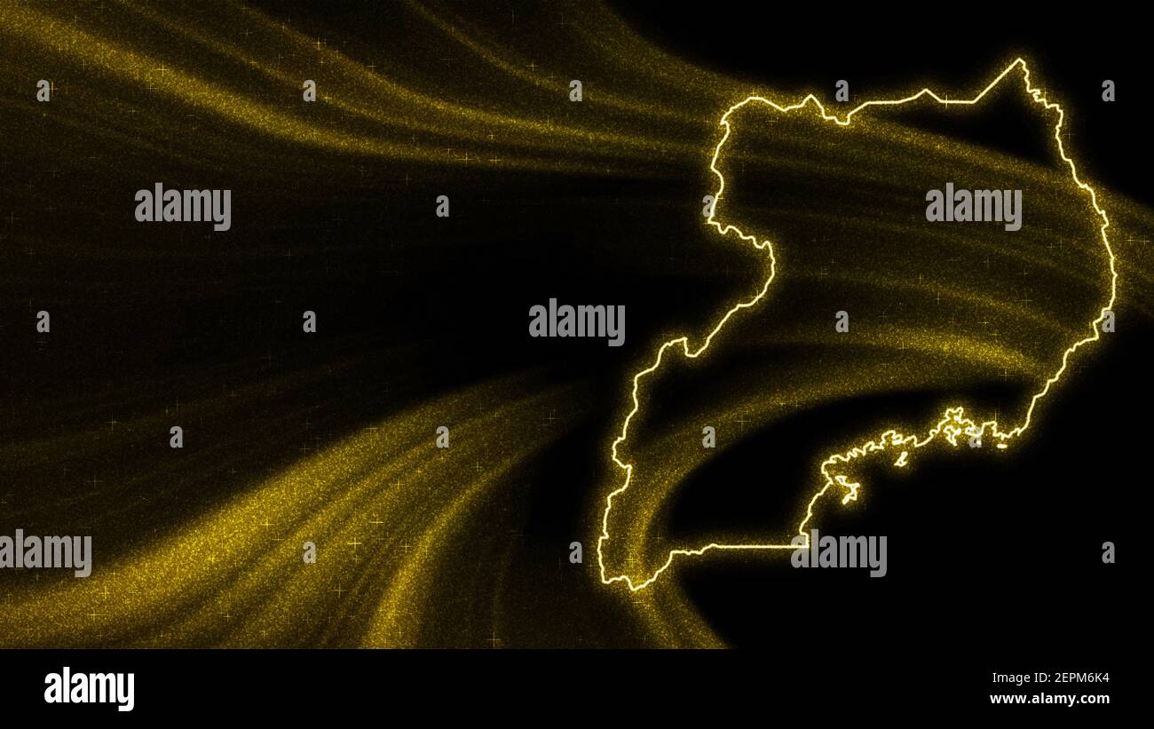 Map of Uganda, Gold glitter map on dark background Stock Photo - Alamy