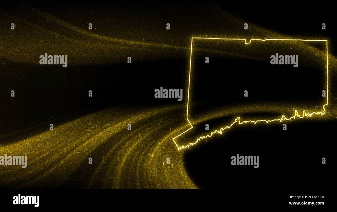 Map of Connecticut, Gold glitter map on dark background Stock Photo - Alamy