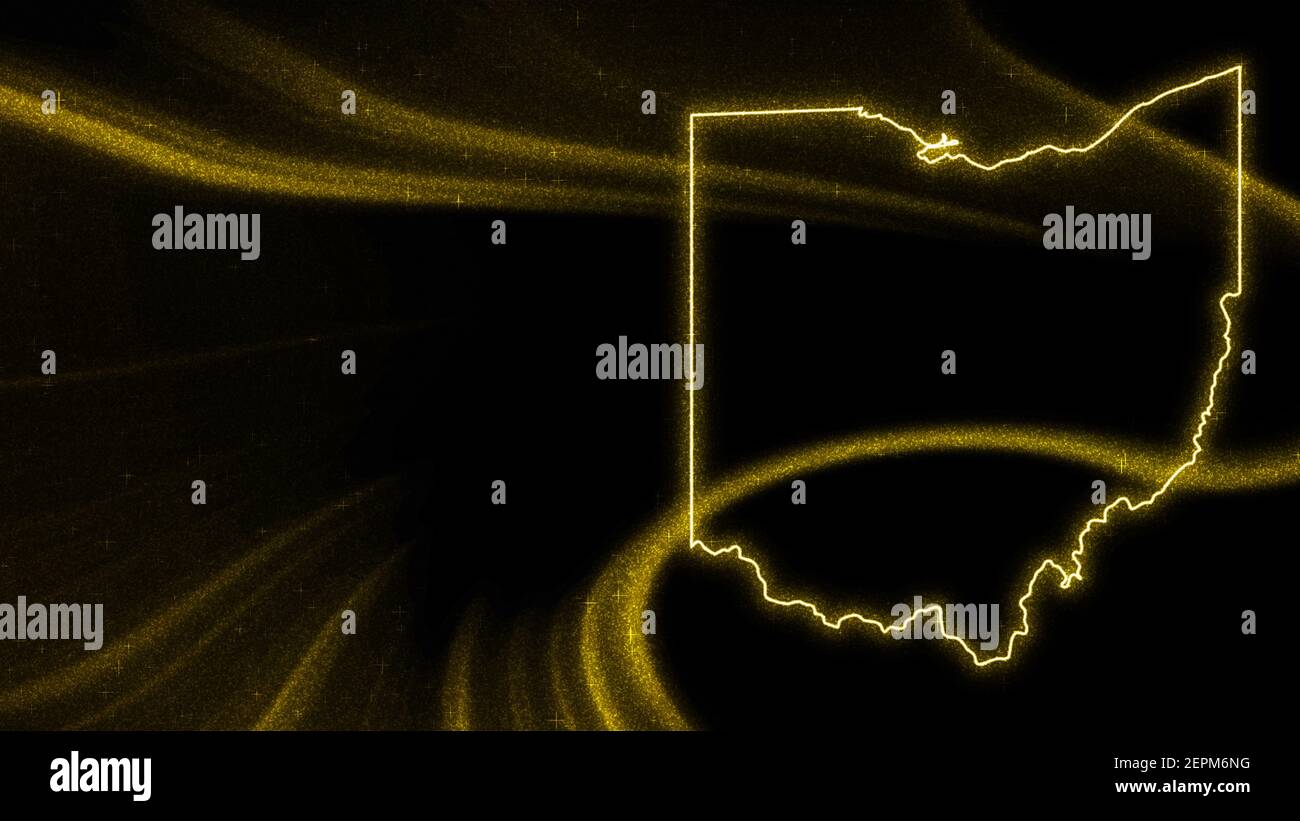 Map of Ohio, Gold glitter map on dark background Stock Photo - Alamy