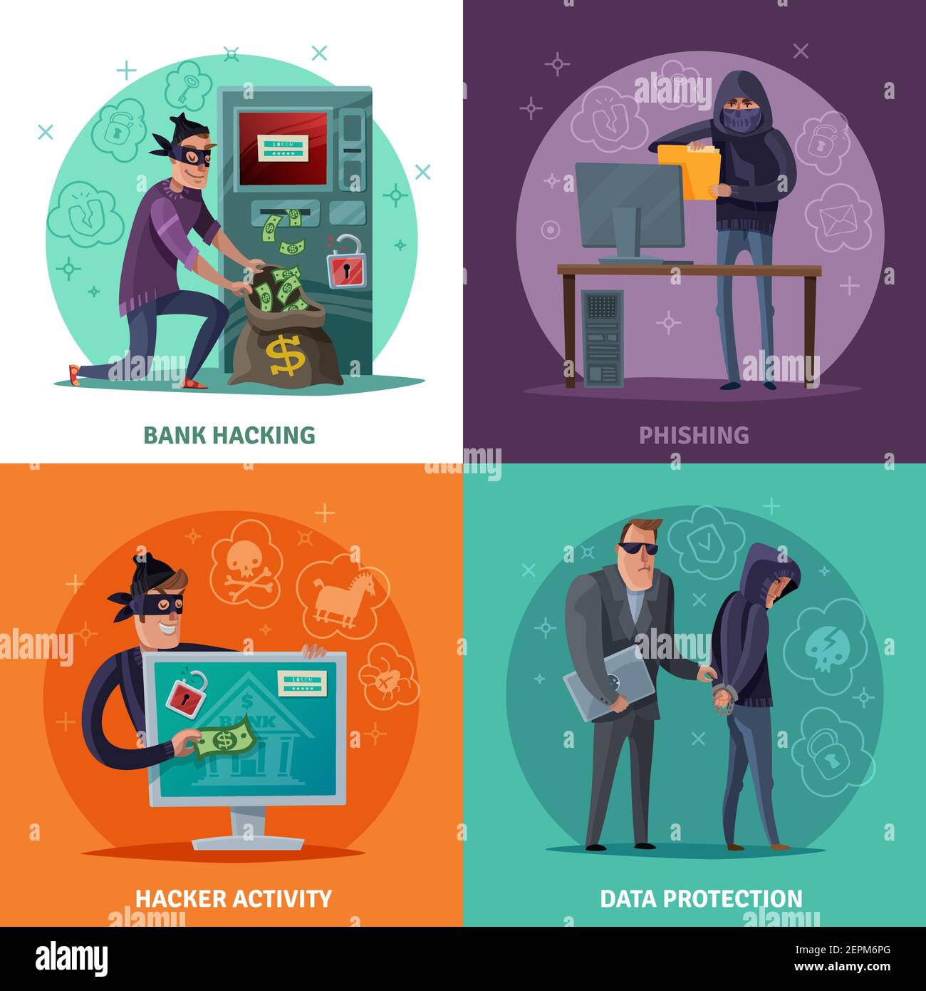 Hacker activity, phishing, breaking of atm and stealing money, data ...