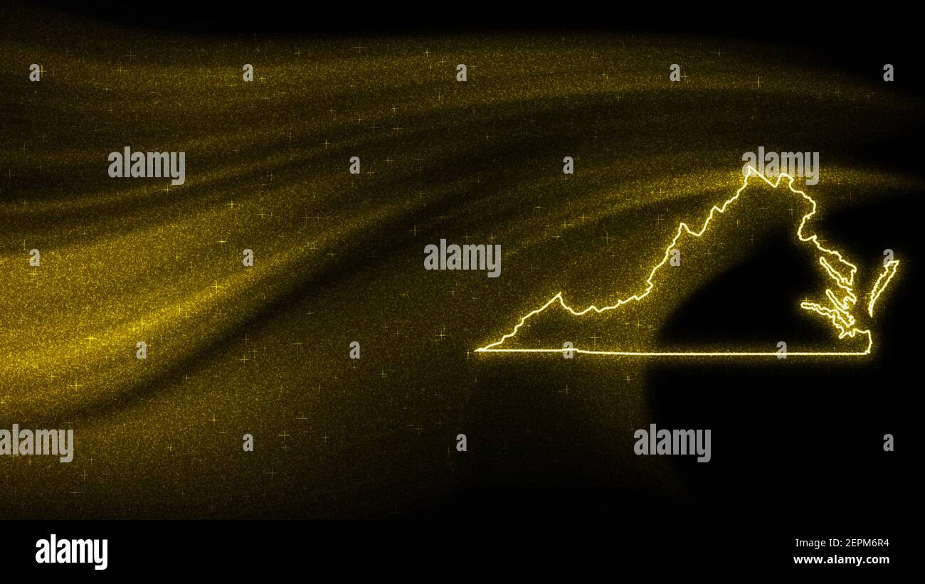 Map of Virginia, Gold glitter map on dark background Stock Photo - Alamy