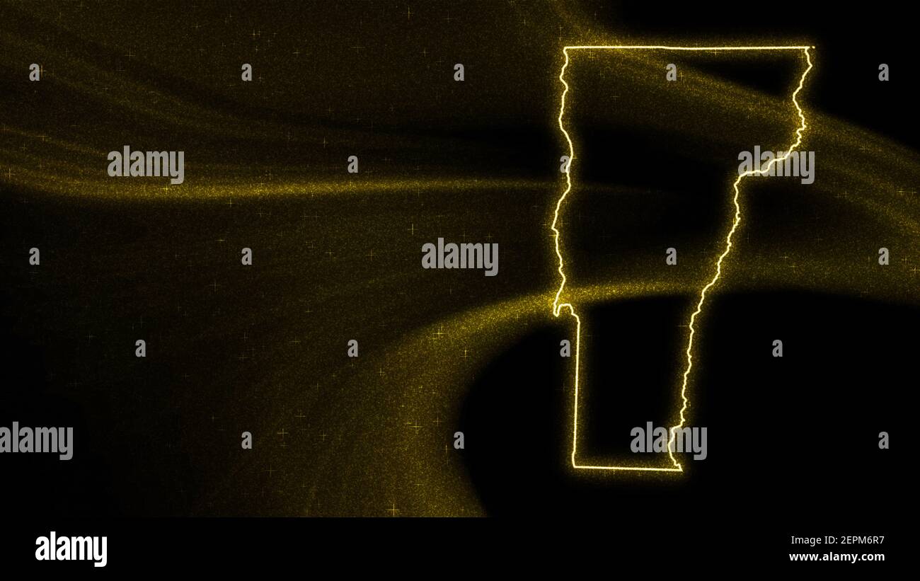Map of Vermont, Gold glitter map on dark background Stock Photo - Alamy