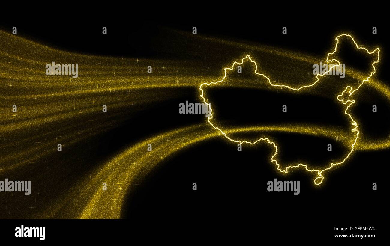 Map of China, Gold glitter map on dark background Stock Photo - Alamy