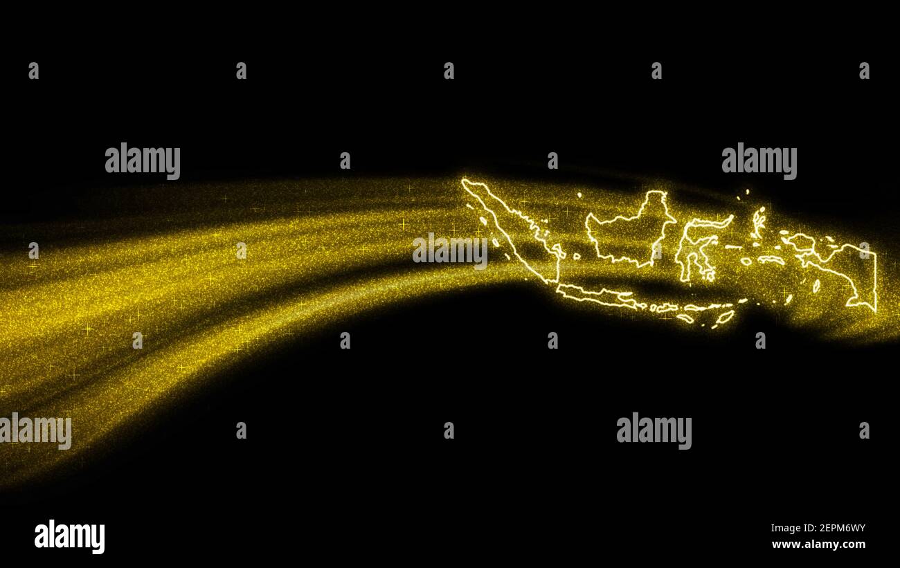 Map of Indonesia, Gold glitter map on dark background Stock Photo - Alamy