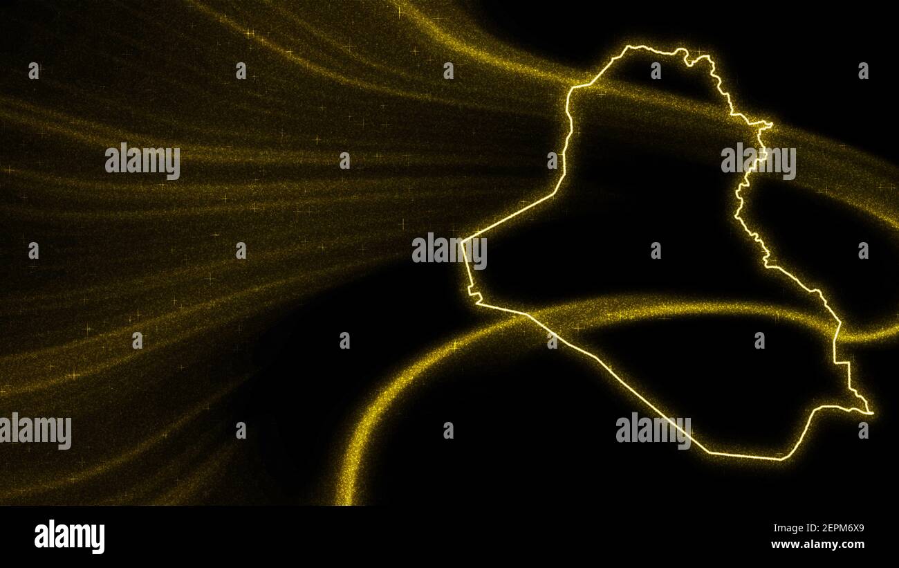 Map of Iraq, Gold glitter map on dark background Stock Photo - Alamy