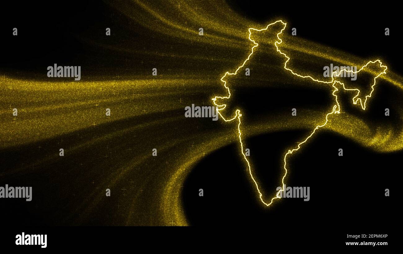 Map of India, Gold glitter map on dark background Stock Photo - Alamy